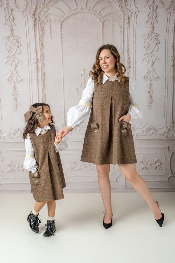 Herringbone Tweed Mom Dress – Petite Maison Kids