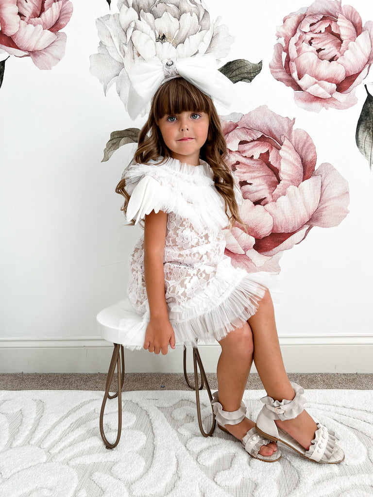 Dove Lace Overlay Beige Dress – Petite Maison Kids