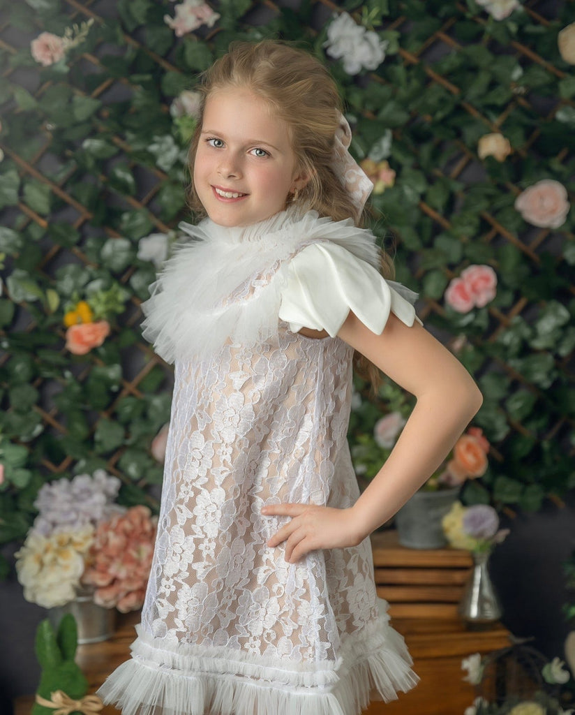 Dove Lace Overlay Beige Dress – Petite Maison Kids