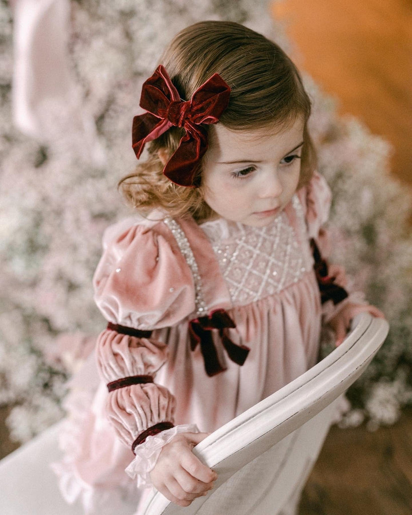 Juliette Pink Velour Dress – Petite Maison Kids