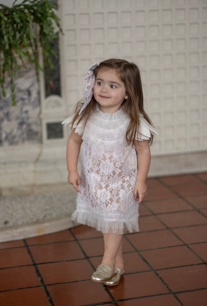 Dove Lace Overlay Beige Dress – Petite Maison Kids