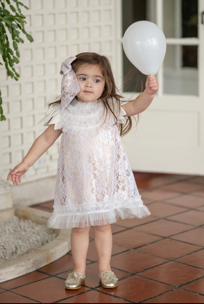 Dove Lace Overlay Beige Dress – Petite Maison Kids