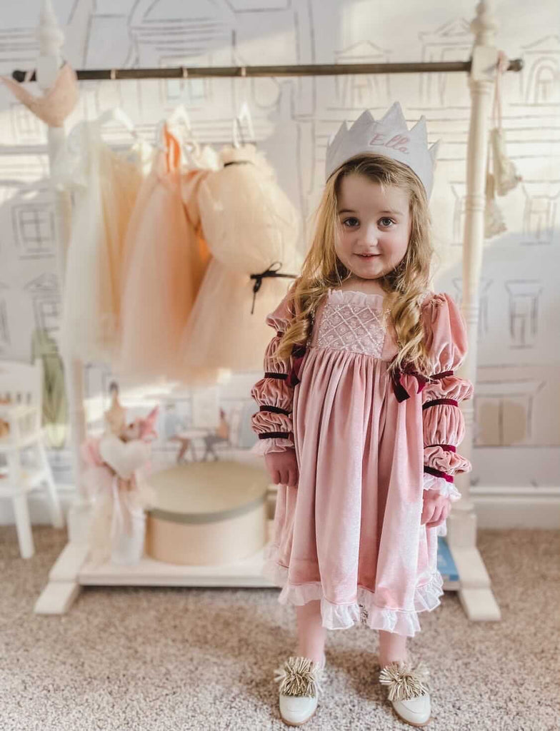 Juliette Pink Velour Dress – Petite Maison Kids