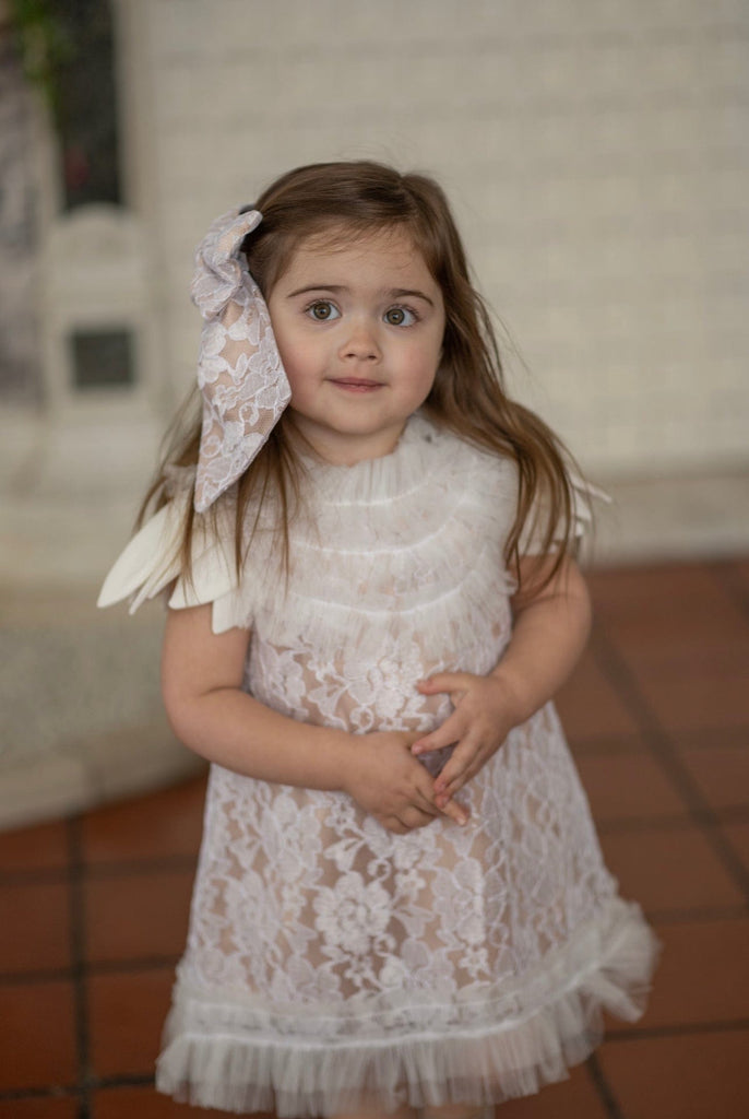 Dove Lace Overlay Beige Dress – Petite Maison Kids