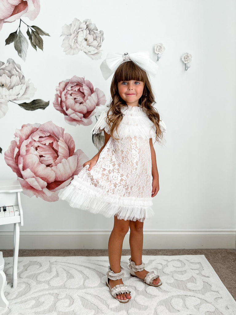 Dove Lace Overlay Beige Dress – Petite Maison Kids